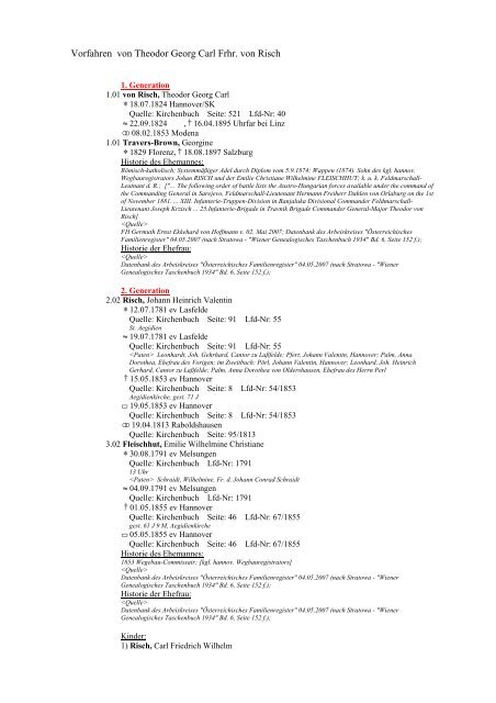 Vorfahren von Theodor Georg Carl Frhr. von Risch