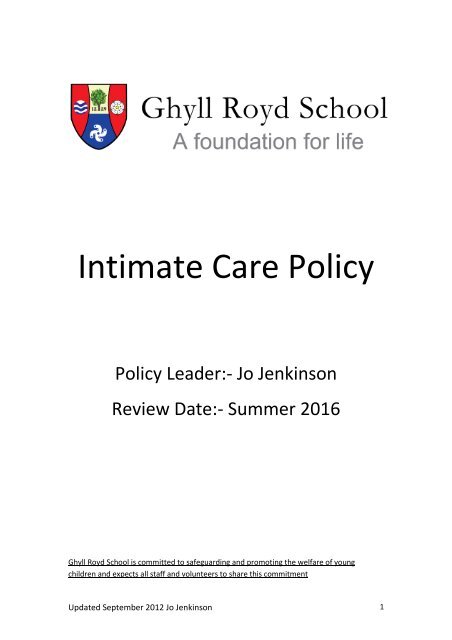 Intimate Care Policy - Ghyll Royd School and Nursery