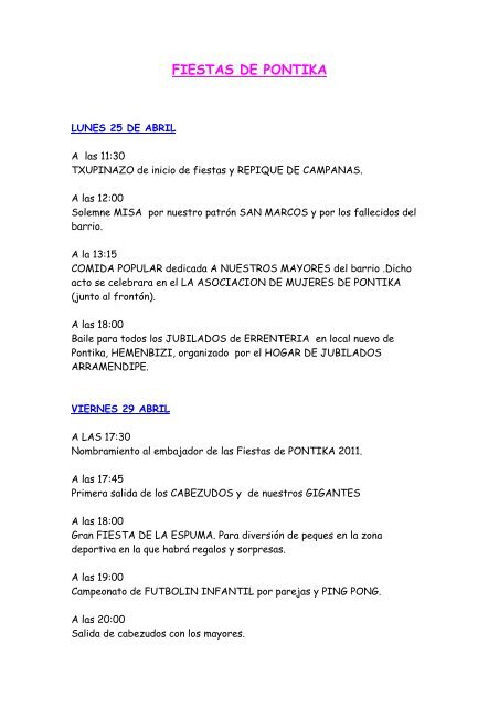 Programa de Fiestas - Gipuzkoangazte.info