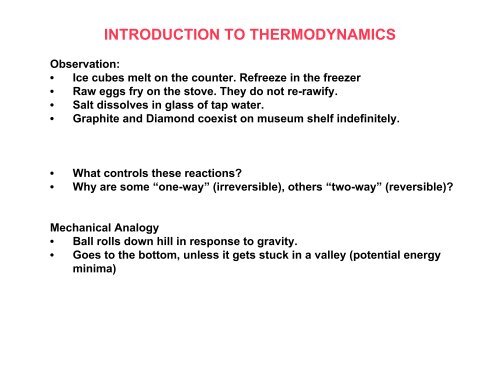 INTRODUCTION TO THERMODYNAMICS