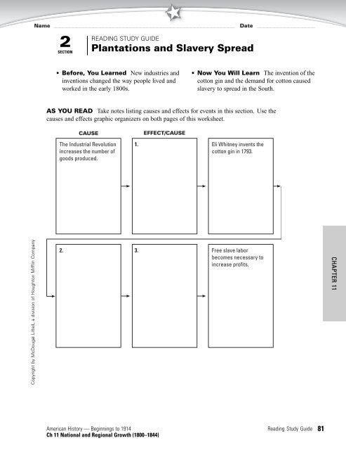 CH 11: Section 2 Reading Study Guide