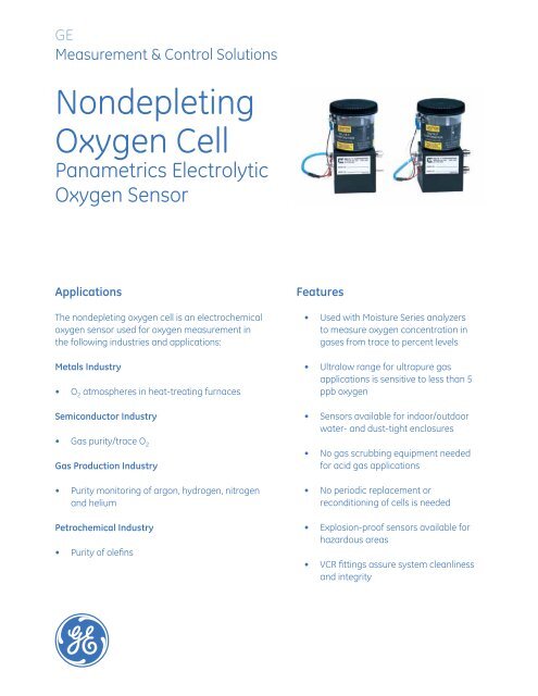 Panametrics Nondepleting Oxygen Cell - GE Measurement & Control