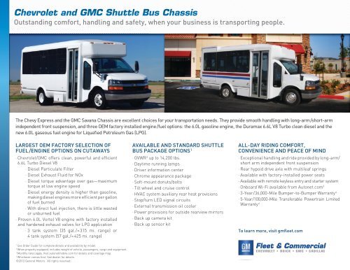 Chevrolet and GMC Shuttle Bus Chassis - GM Fleet