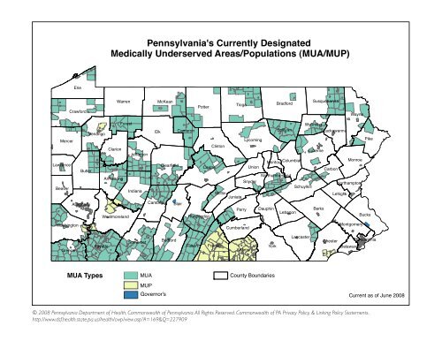 Pennsylvania's Currently Designated Medically Underserved Areas ...