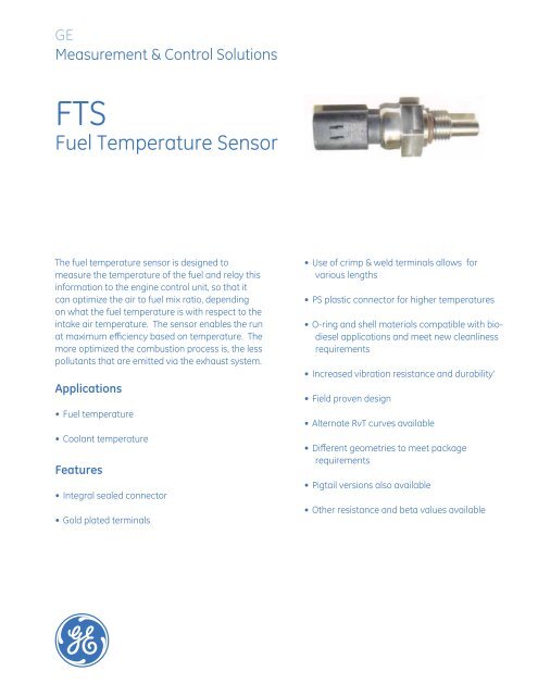 FTS Fuel temperature sensor - GE Measurement & Control