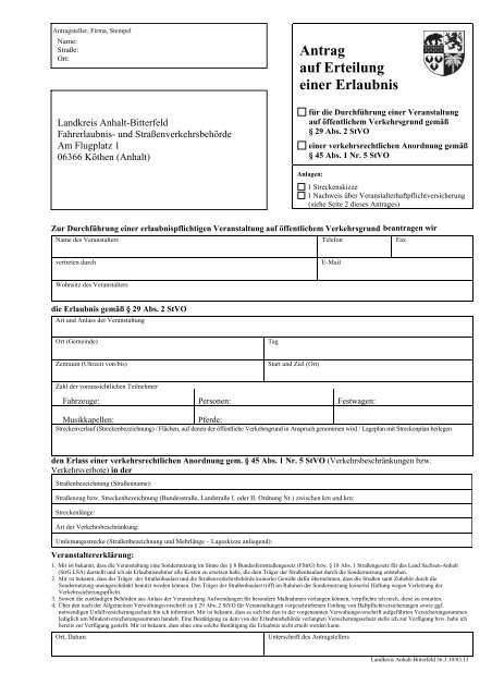 Antrag auf Erteilung einer Erlaubnis - Gemeinde Muldestausee