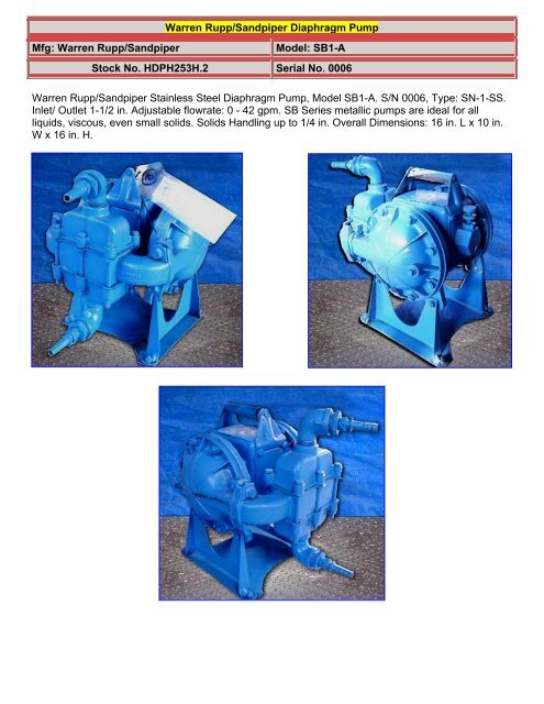 Warren Rupp/Sandpiper Diaphragm Pump - Genemco, Inc.