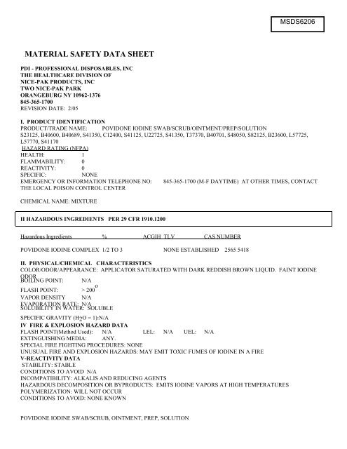 MATERIAL SAFETY DATA SHEET