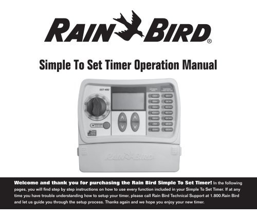 Rain Bird SST Series Sprinkler Timer Manual