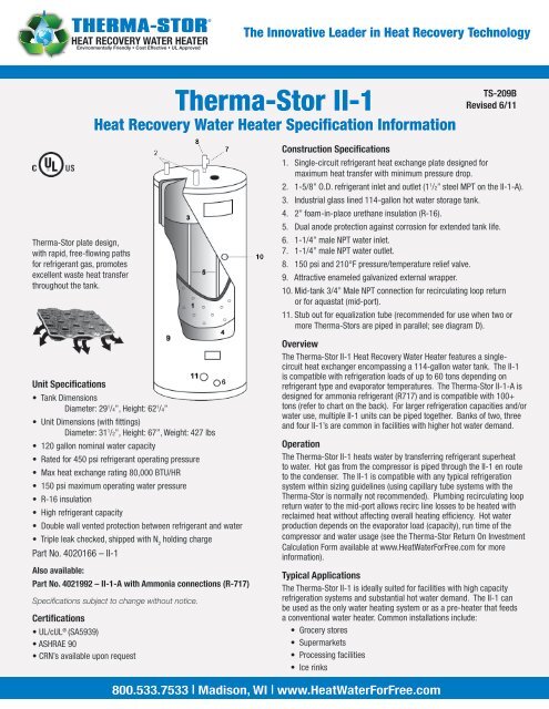 spec sheet - Therma-Stor Products