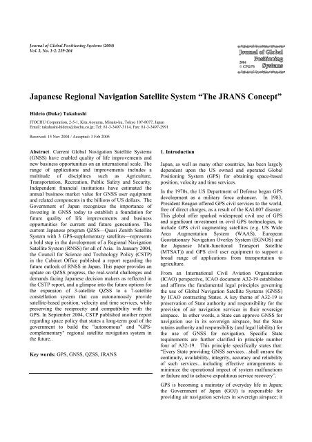 Japanese Regional Navigation Satellite System - Scientific ...