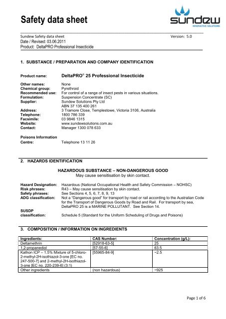 delta pro msds - Globe Australia