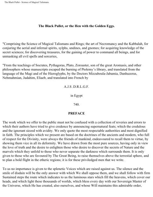 The Black Pullet - Science of Magical Talismans.