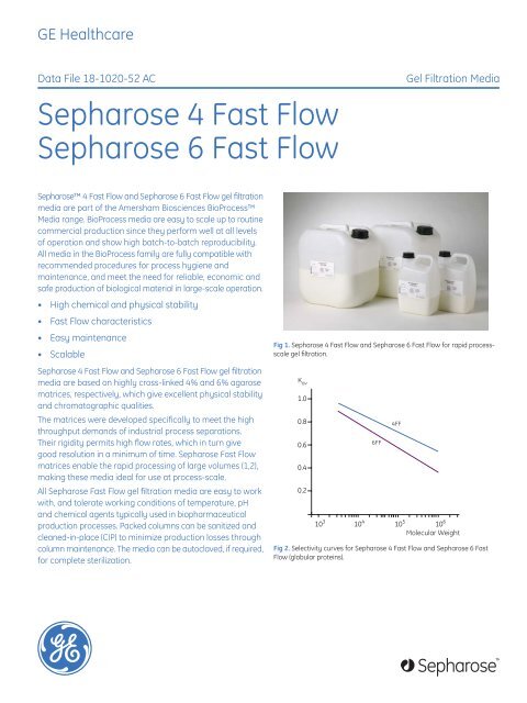 Sepharose 4 Fast Flow Sepharose 6 Fast Flow