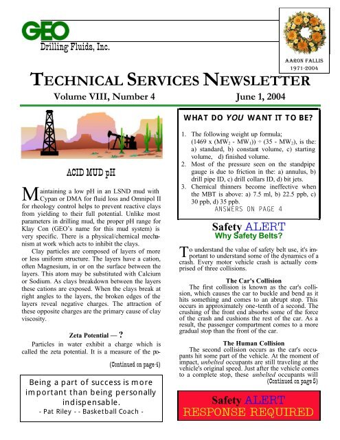 Volume 8 Number 4 - GEO Drilling Fluids, Inc.