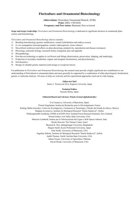 Issue infomation - Global Science Books