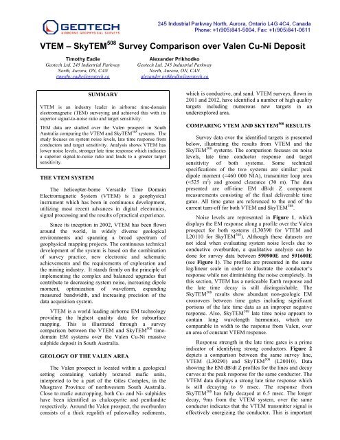 VTEM - Geotech - Airborne Geophysical Surveys