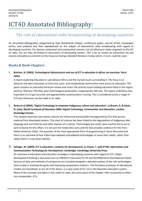 The role of educational radio broadcasting in developing countries
