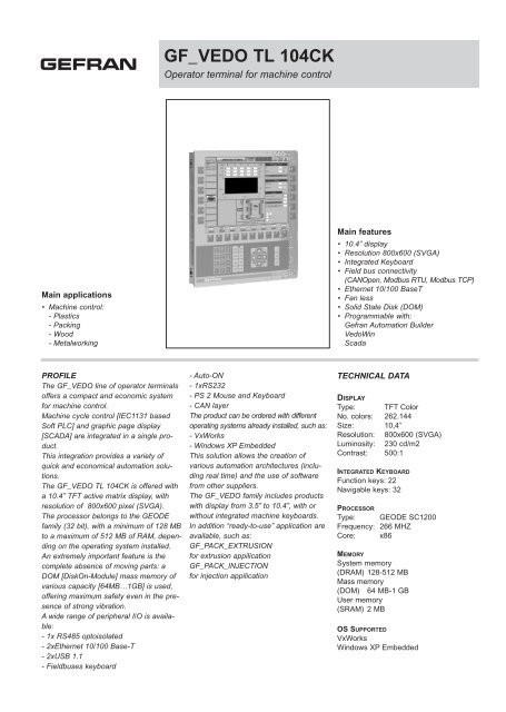 GF_VEDO TL 104CK - gefran.cz