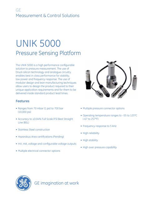 UNIK 5000 pressure sensing platform