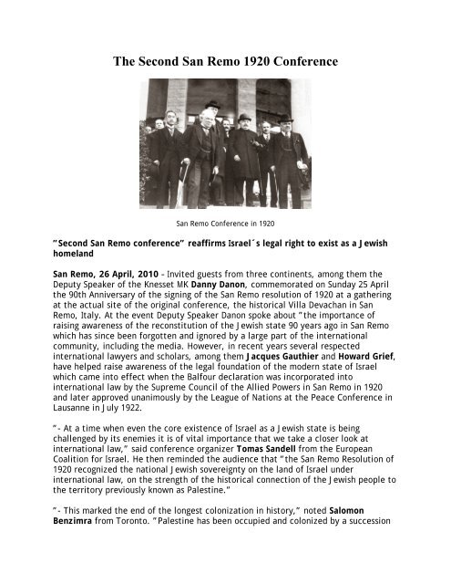 The Second San Remo 1920 Conference - Get America Praying