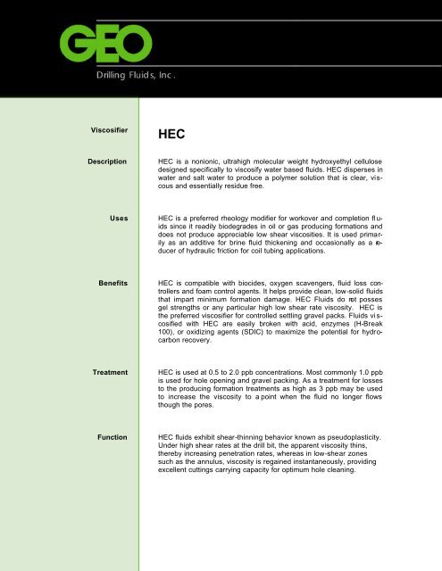 Product Description - GEO Drilling Fluids, Inc.