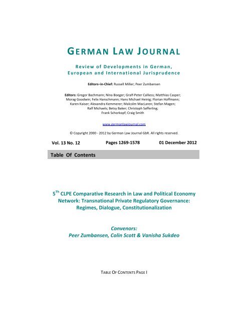 Table of Contents - The German Law Journal