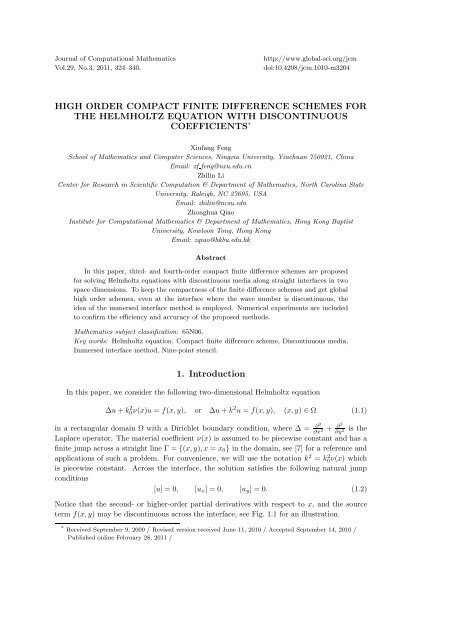 High Order Compact Finite Difference Schemes For