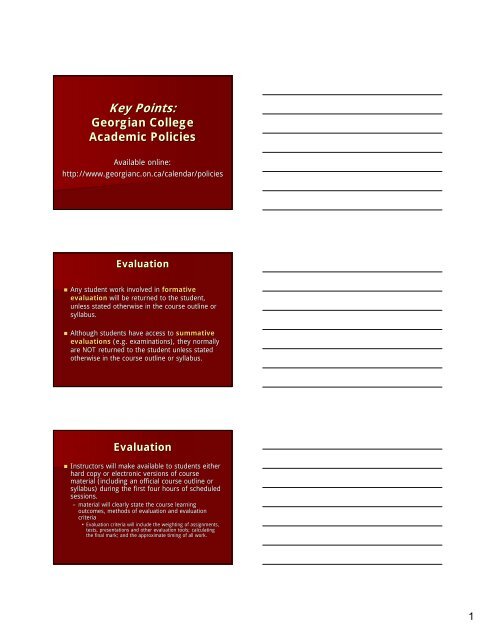 Key Points: Georgian College Academic Policies