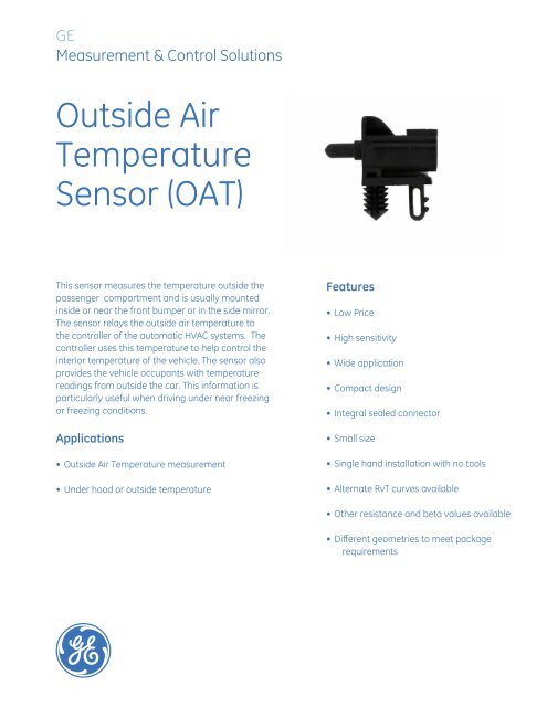 OAT Outside Air Temperature Sensor - GE Measurement & Control