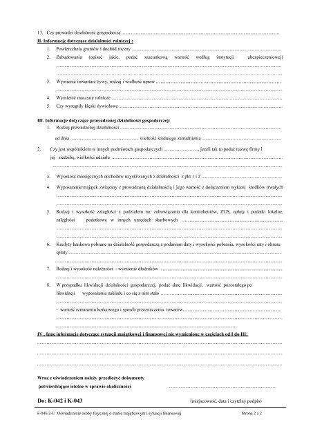 13. Czy prowadzi działal 13. Czy prowadzi działal