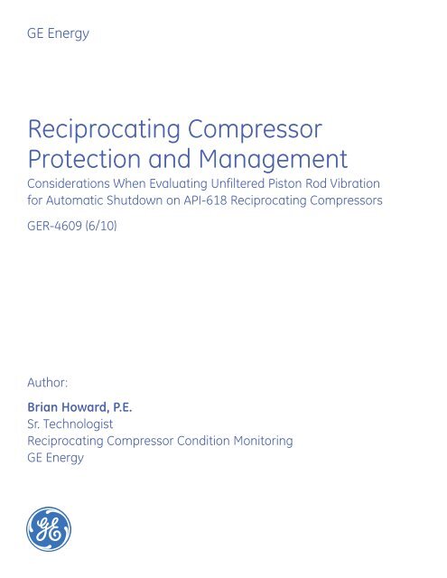 Reciprocating Compressor Protection and Management