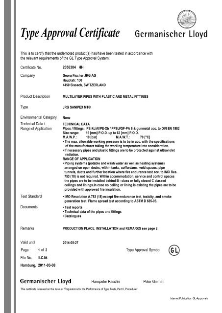 Type Approval Certificate - GL Group