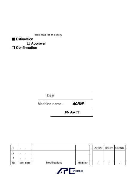 Dear Machine name : ACR2P Estimation Approval ... - Gobizkorea