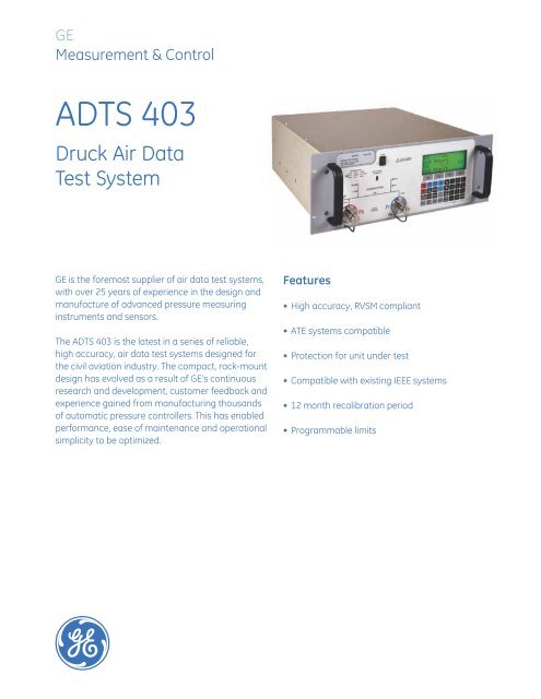 ADTS 403 Druck Air Data Test System - GE Measurement & Control