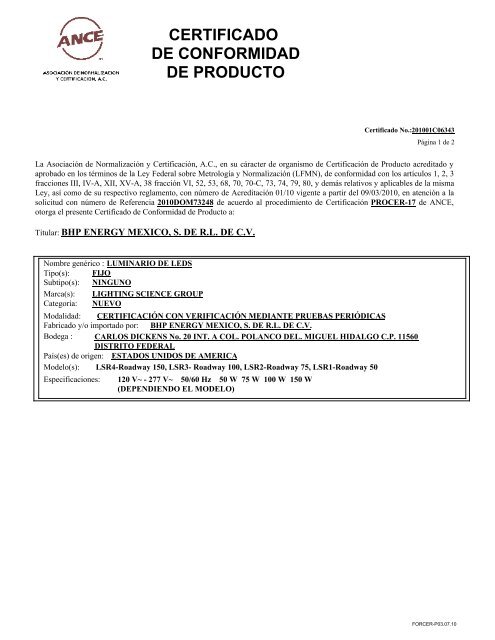 Certificado Nom Vigencia | Certificado de denominación – YAUAT