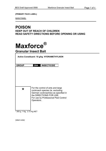 Mocap draft label - Bayer Environmental Science Australia