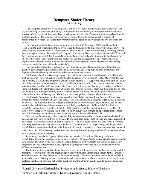 evidence (Dempster-Shafer) theory - Glenn Shafer