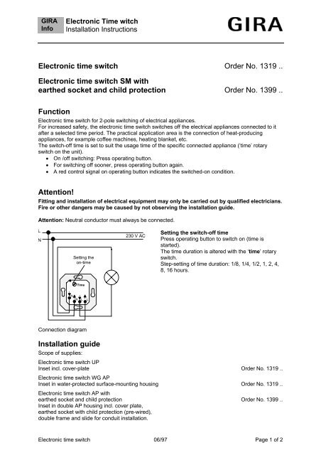 Electronic time switch - Gira