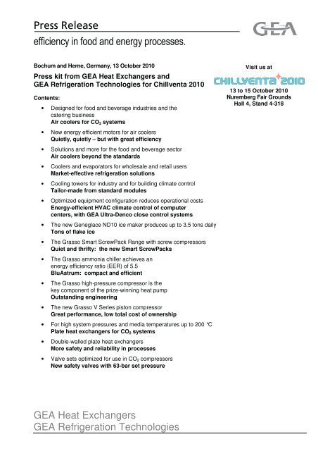 Entire press kit as PDF file - GEA Refrigeration Technologies