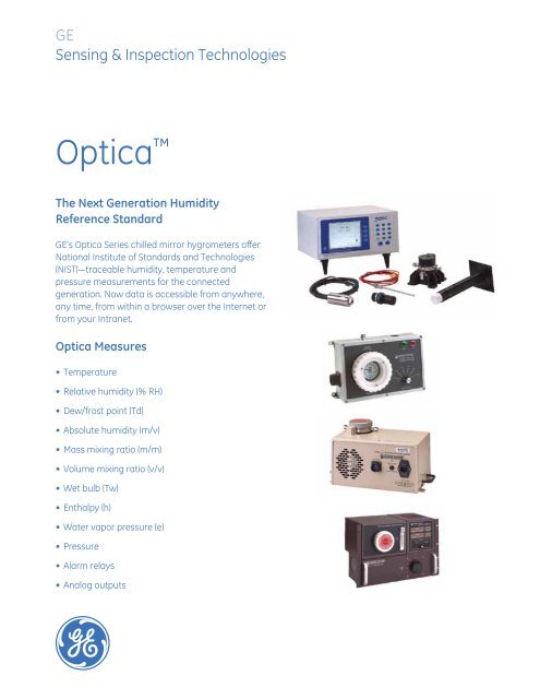 Optica chilled mirror hygrometer - GE Measurement & Control