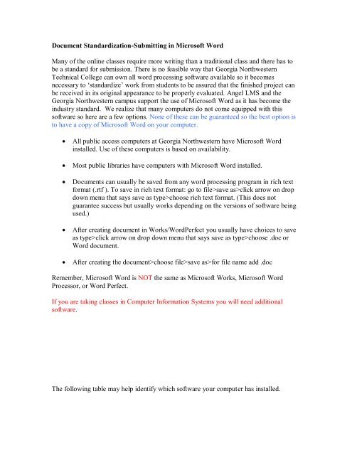 Document Standardization-Submitting in Microsoft Word - Georgia ...