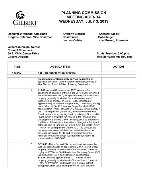 PLANNING COMMISSION MEETING AGENDA ... - Granicus