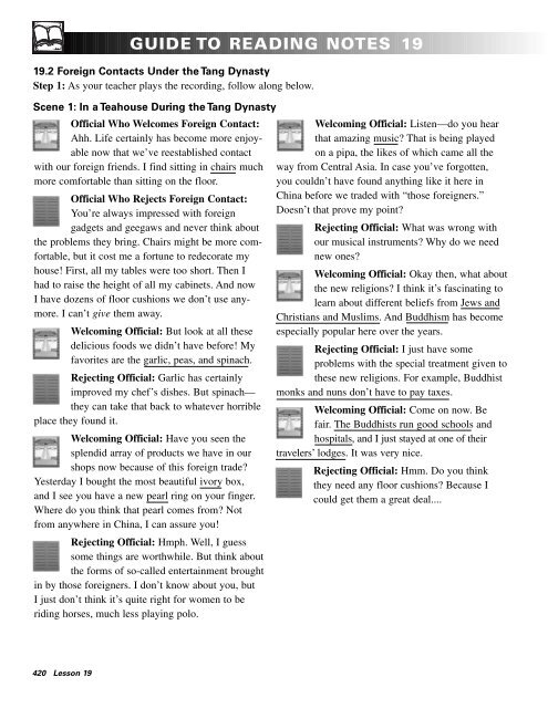 GUIDE TO READING NOTES 19
