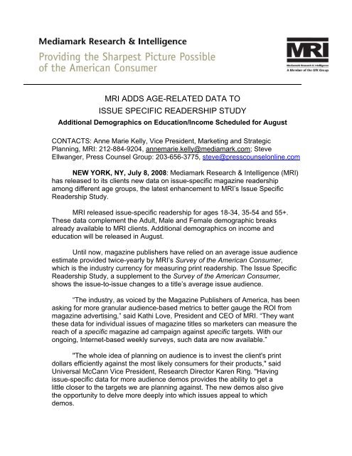 mri adds age-related data to issue specific readership study - GfK MRI