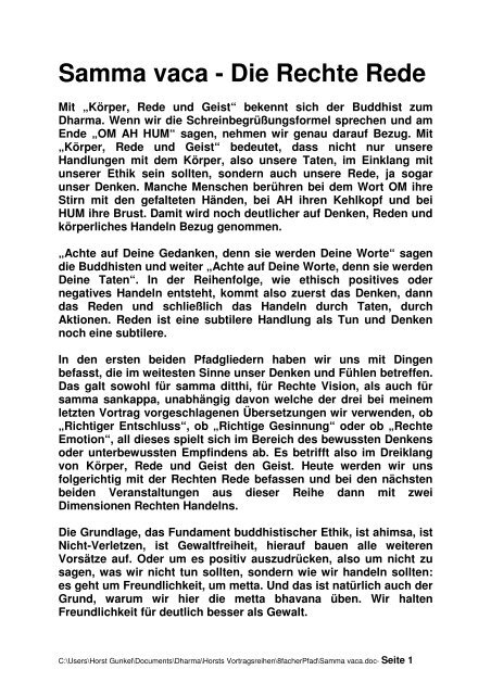 Samma vaca - Die Rechte Rede