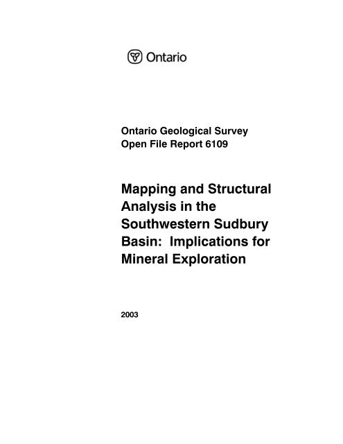 Mapping and Structural Analysis in the ... - Geology Ontario