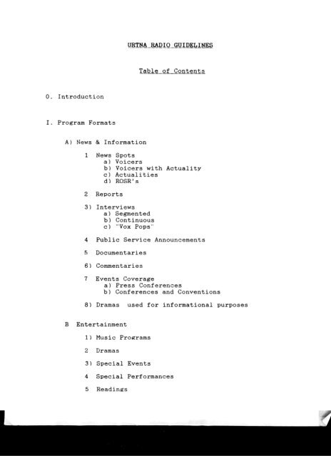 URTNA Radio Guidelines