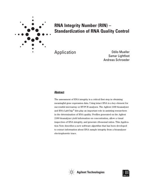 RNA Integrity Number (RIN) – Standardization of RNA Quality ...