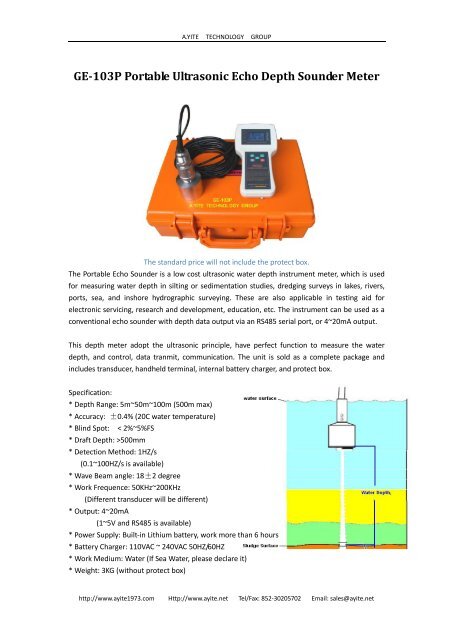 GE-103P Portable Ultrasonic Echo Depth Sounder Meter
